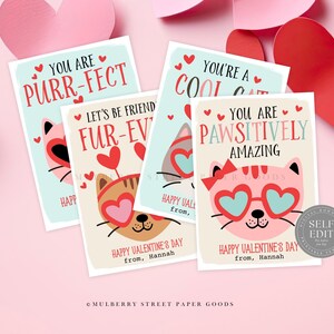 Cute Cat Valentine Card Printable Valentine's Day Cards for Kids Kitten ...