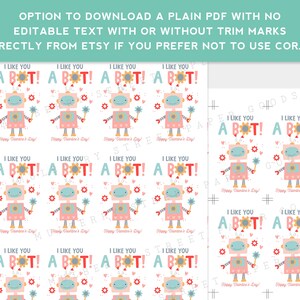 Printable I Like You A Bot Robot Valentine's Day Card, Cute Robot ...