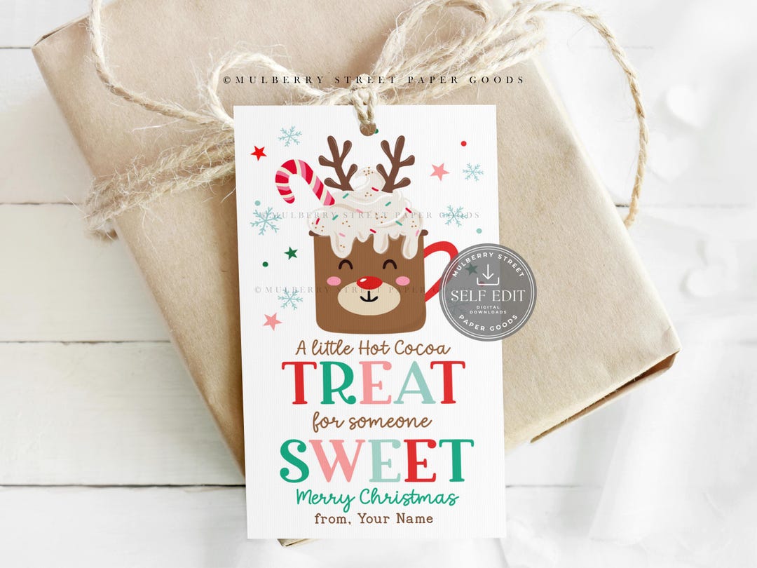 Hot Chocolate Gift Tag Printable Digital Download Editable Canva ...