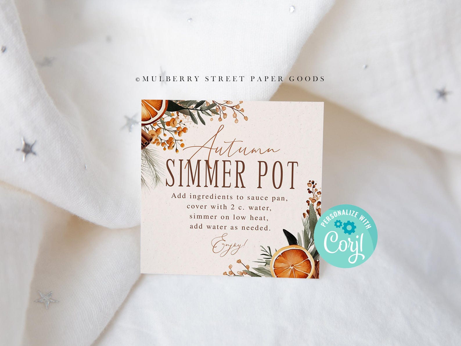 Editable Autumn Simmer Pot Git Tag Fall Simmering Potpourri Gift Tag ...