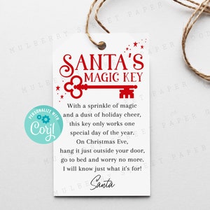Printable Santa's Magic Key Tag, Christmas Tradition Santa's Magical ...