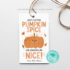Pumpkin Spice Gift Tag Printable Fall Coffee Tag Digital Download ...