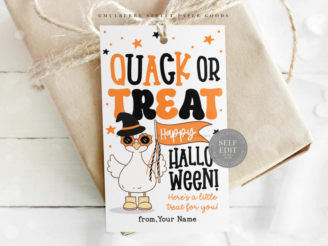 Silly Goose Halloween Gift Tag Digital Download Quack or Treat ...