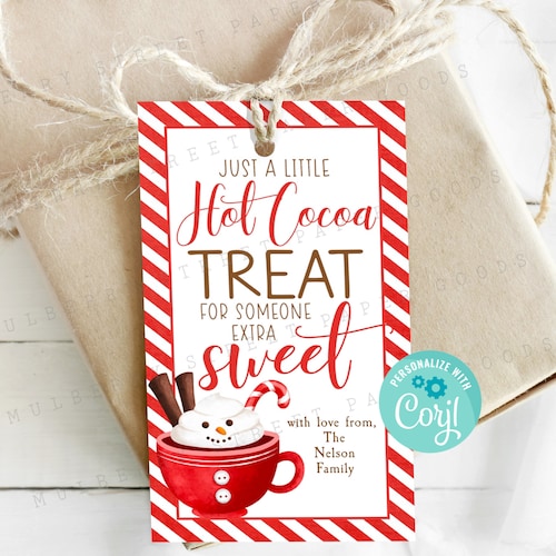Printable Hot Cocoa Christmas Gift Tag Hot Chocolate Treat - Etsy