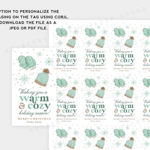 Printable Warm and Cozy Holiday Season Gift Tag, Merry Christmas Gift ...