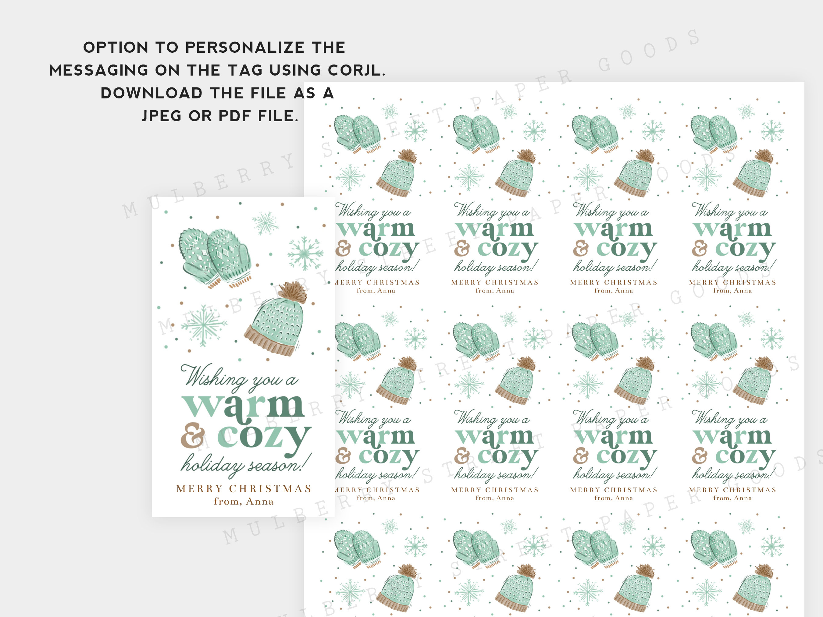 Printable Warm and Cozy Holiday Season Gift Tag Merry - Etsy