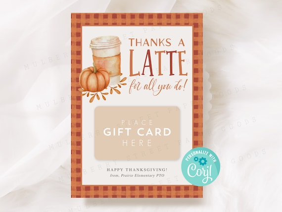 Printable Thanks a Latte for All That You Do Gift Card Holder - Etsy