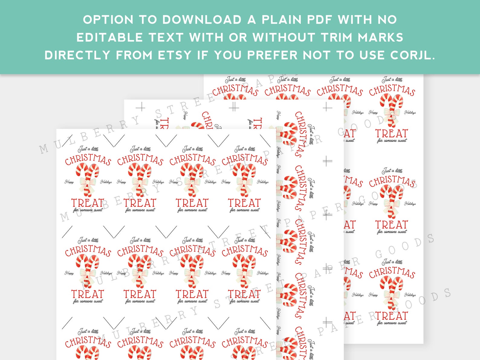 Printable Christmas Treat Gift Tag Candy Cane Christmas Bag - Etsy