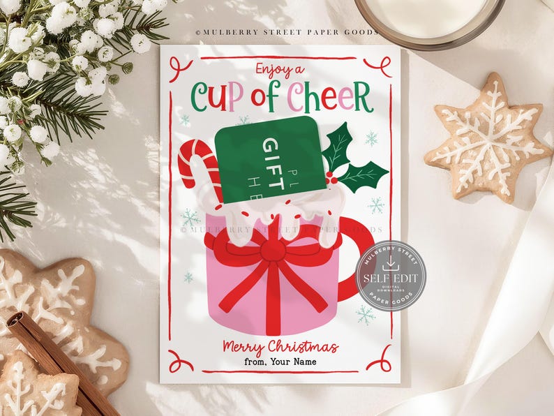 Christmas Coffee Gift Card Holder Printable Digital Download Canva ...