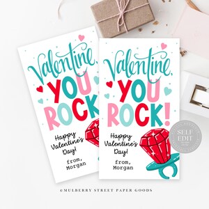 Ring Pop Valentine Card Printable Valentine's Day You Rock Party Favor ...