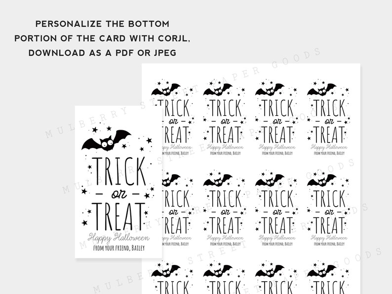 Printable Treat Bat Halloween Tag Trick or Treat Printable - Etsy