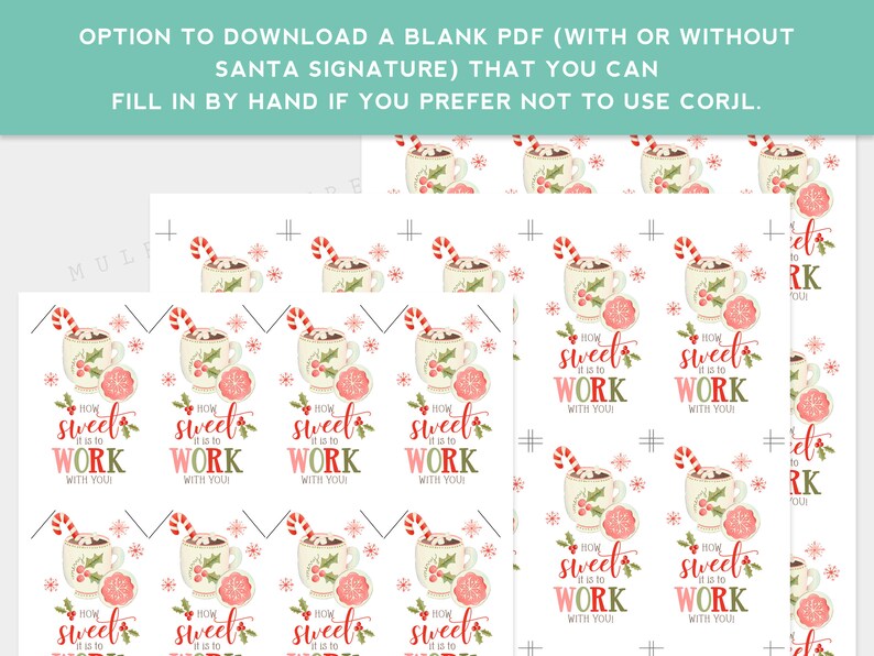 Printable How Sweet It is to Work With You Christmas Gift Tag, Co ...