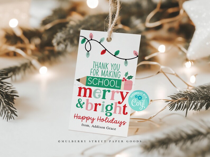 Christmas School Gift Tag Digital Download Thanks for Making School ...