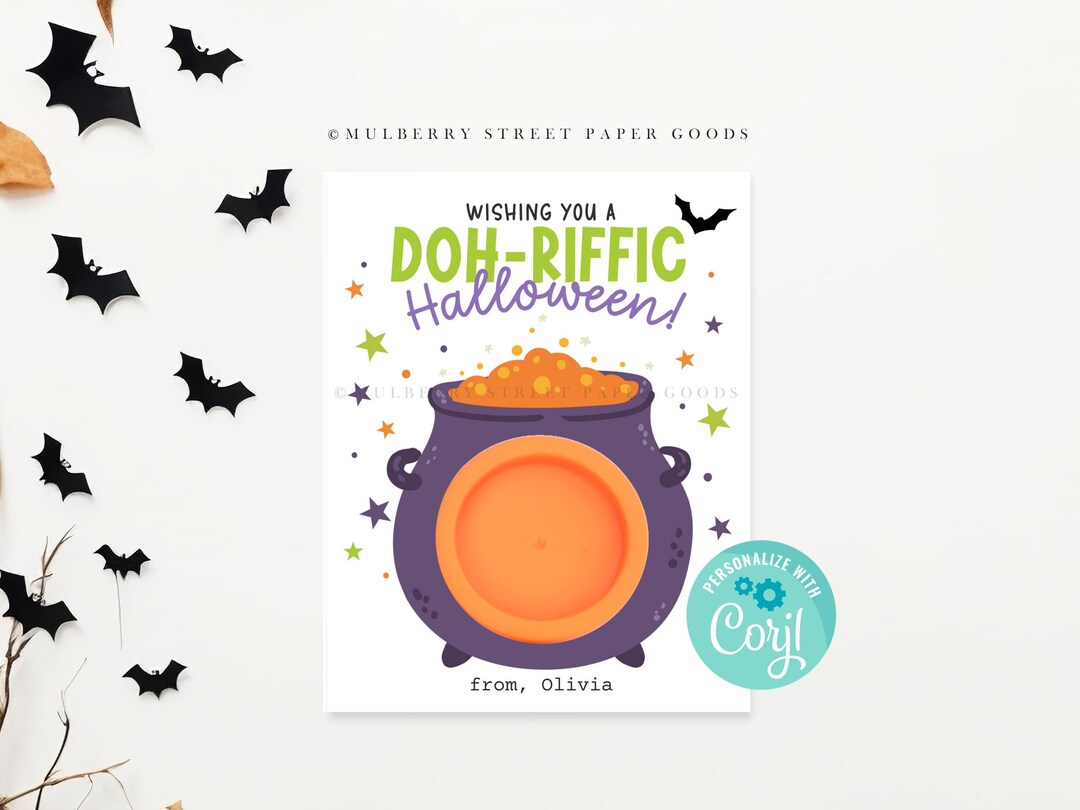 Halloween Play Dough Gift Printable Play Dough Holder Card Halloween ...