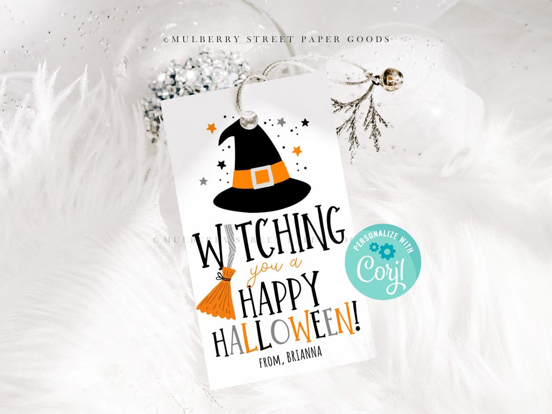 Witching You a Happy Halloween Gift Tag Printable Halloween Party Favor ...