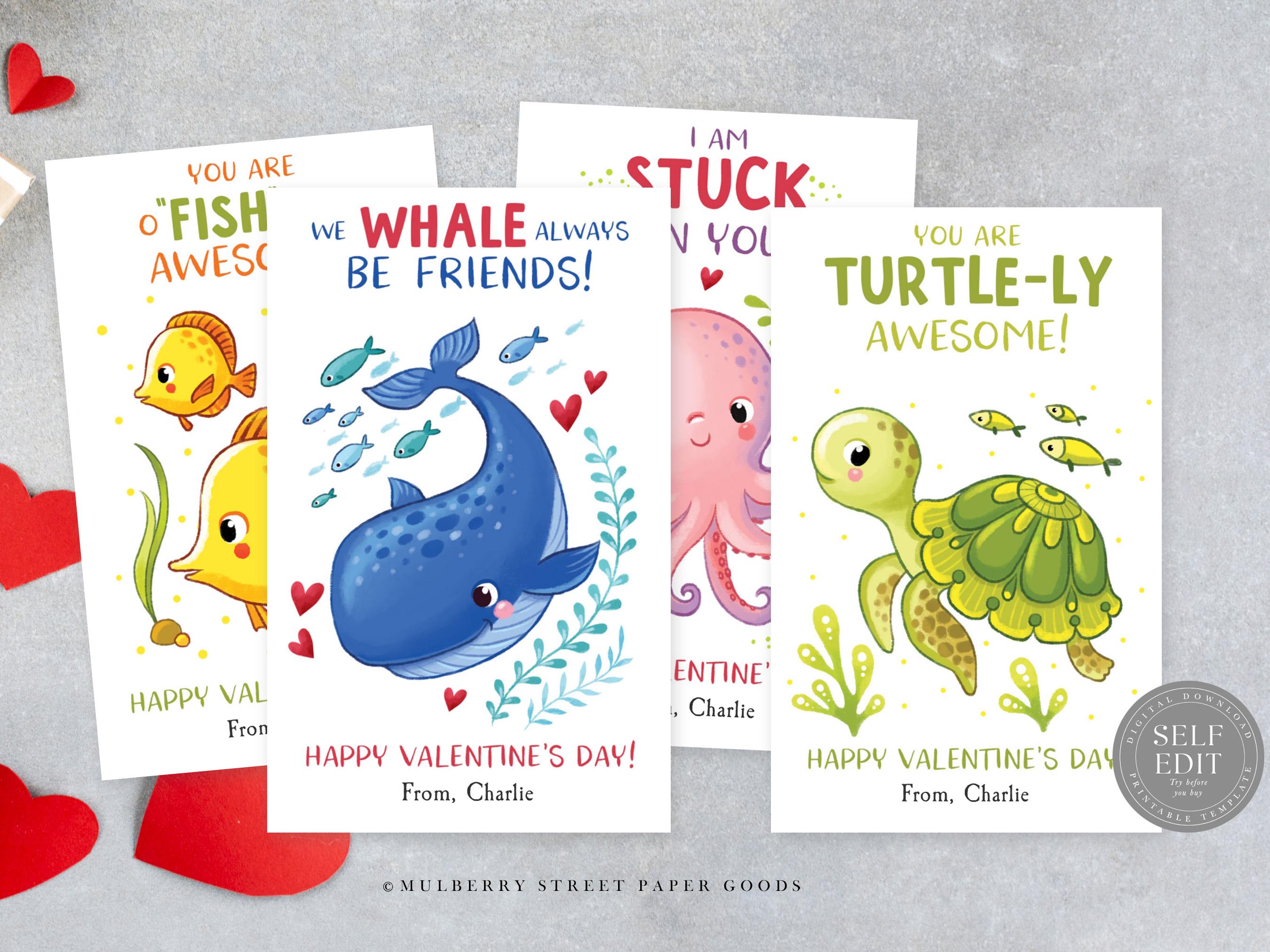 Printable Under the Sea Valentine Card Printable Sea Creatures ...
