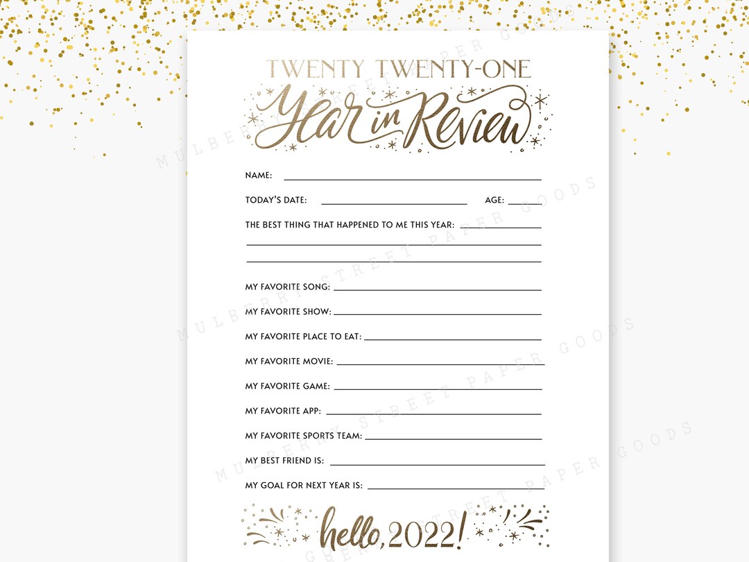 Year in Review Printable New Years Eve Kids Activity, Instant Download ...