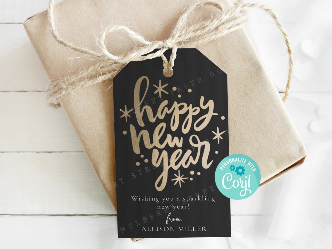Printable Happy New Year Tag, Instant Download NYE Gift Tag ...