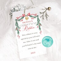 Editable Height Keepsake Ornament Tag: Ribbon Ornament (digital ...