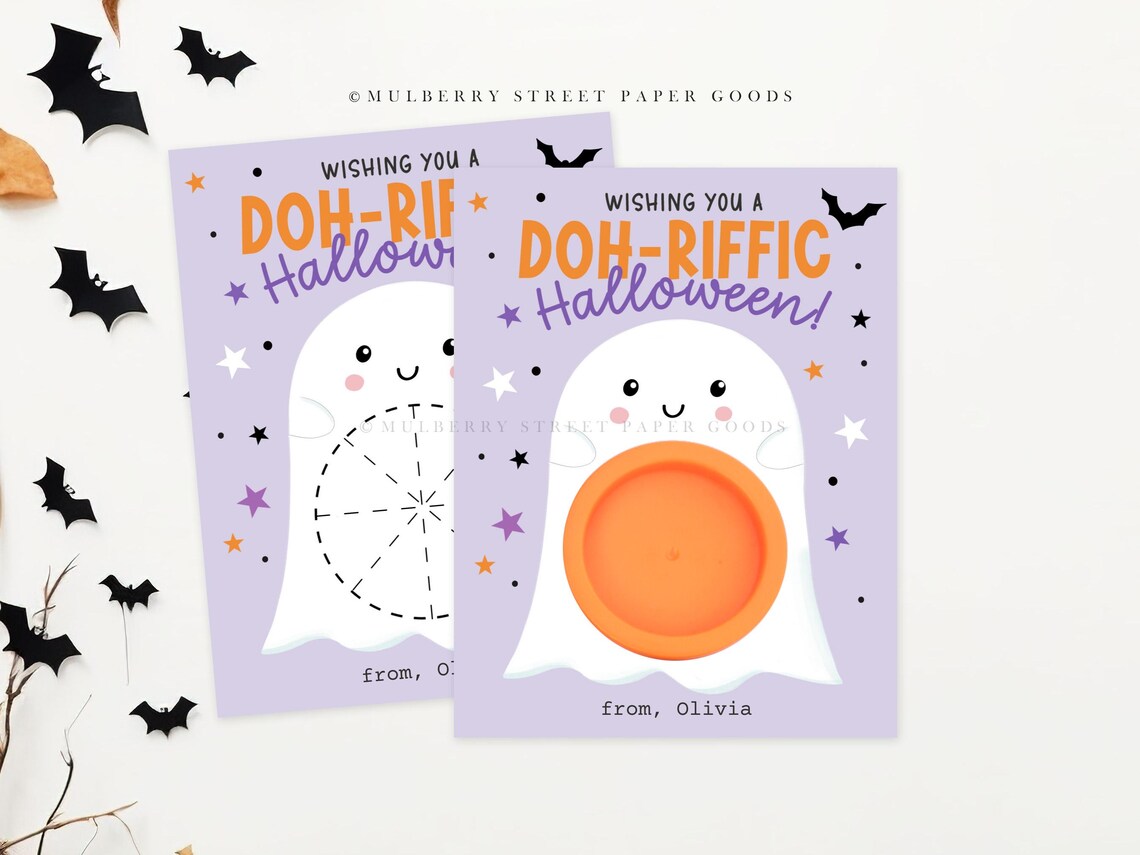 Halloween Playdough Card Holder Printable Instant Download Ghost ...