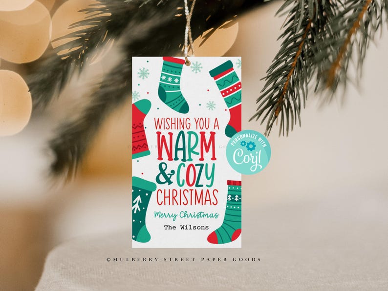 Christmas Socks Gift Tag Printable Have A Warm and Cozy Christmas Tag ...