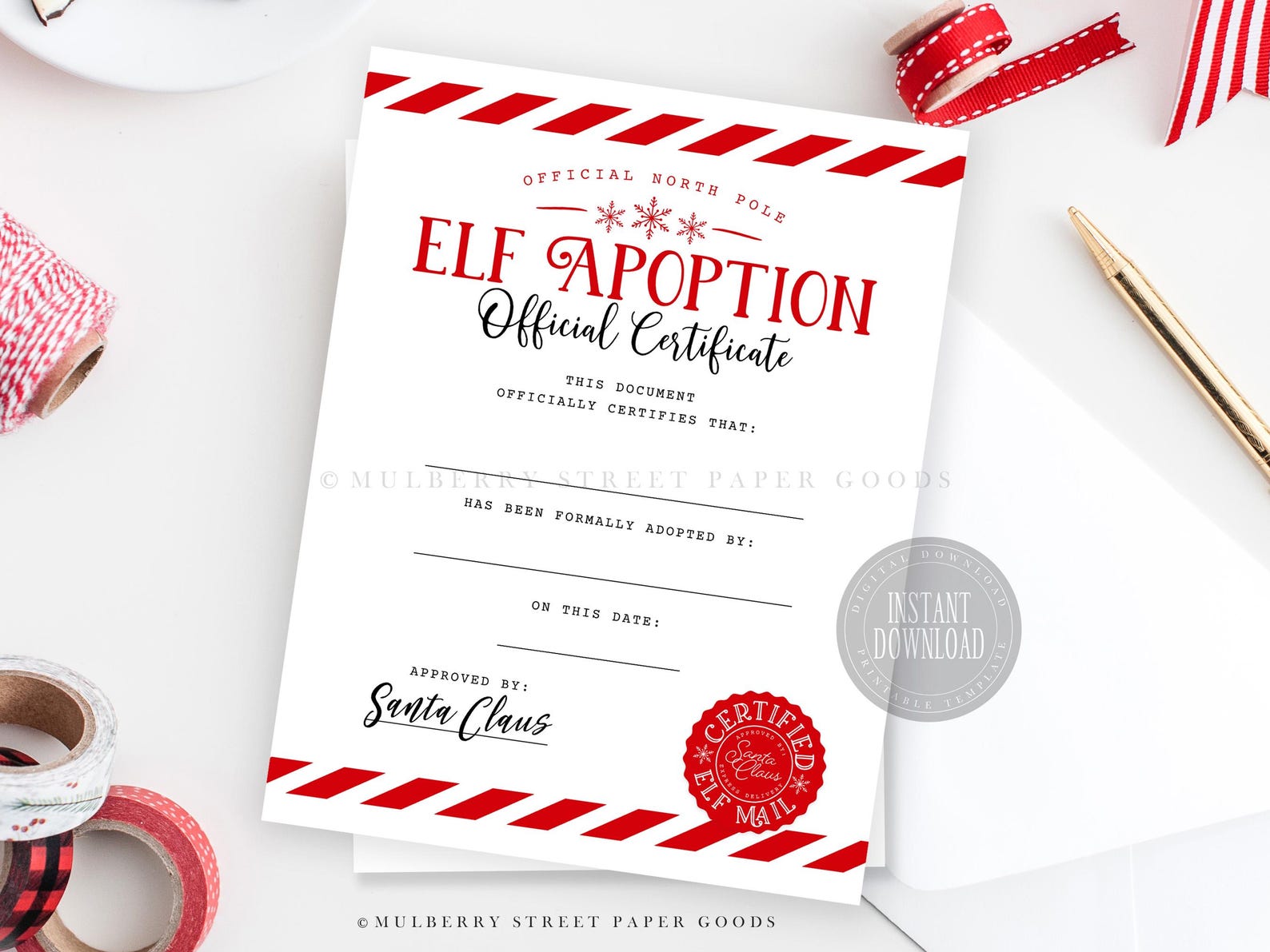 Editable Elf Adoption Certificate Digital Download Elf Adoption ...