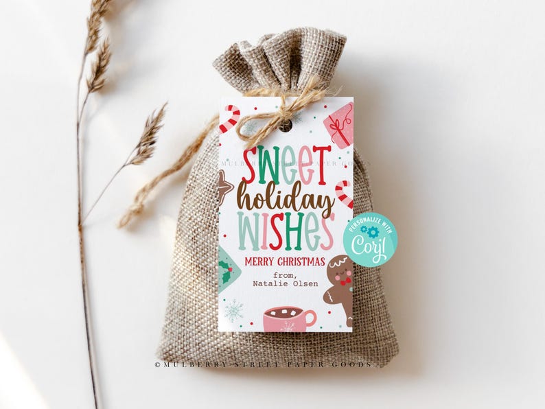 Sweet Holiday Wishes Gift Tag Printable Christmas Cookies Hot Cocoa ...