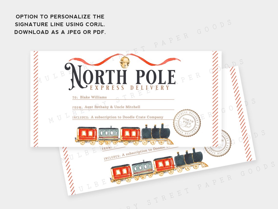 Printable and Editable North Pole Express Delivery Gift - Etsy