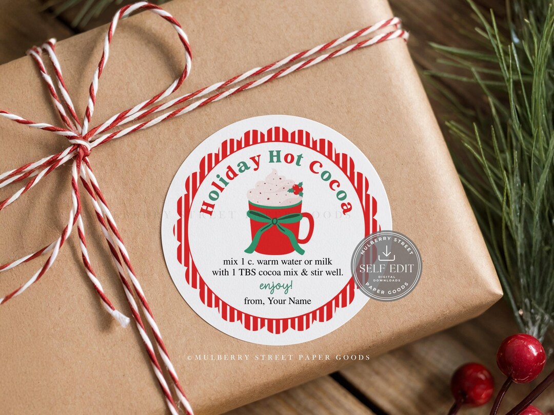 Editable Christmas Hot Chocolate Gift Tag Printable Digital Download ...