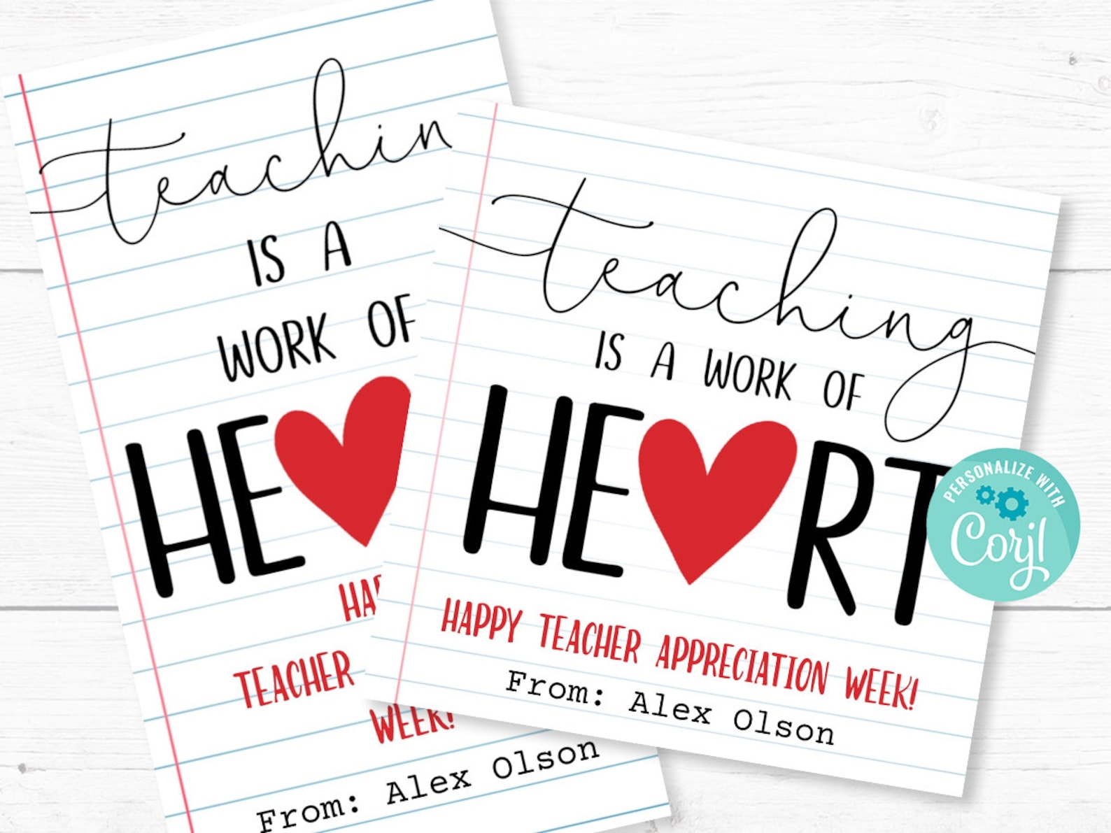 Printable Teaching is a Work of Heart Gift Tag Instant - Etsy