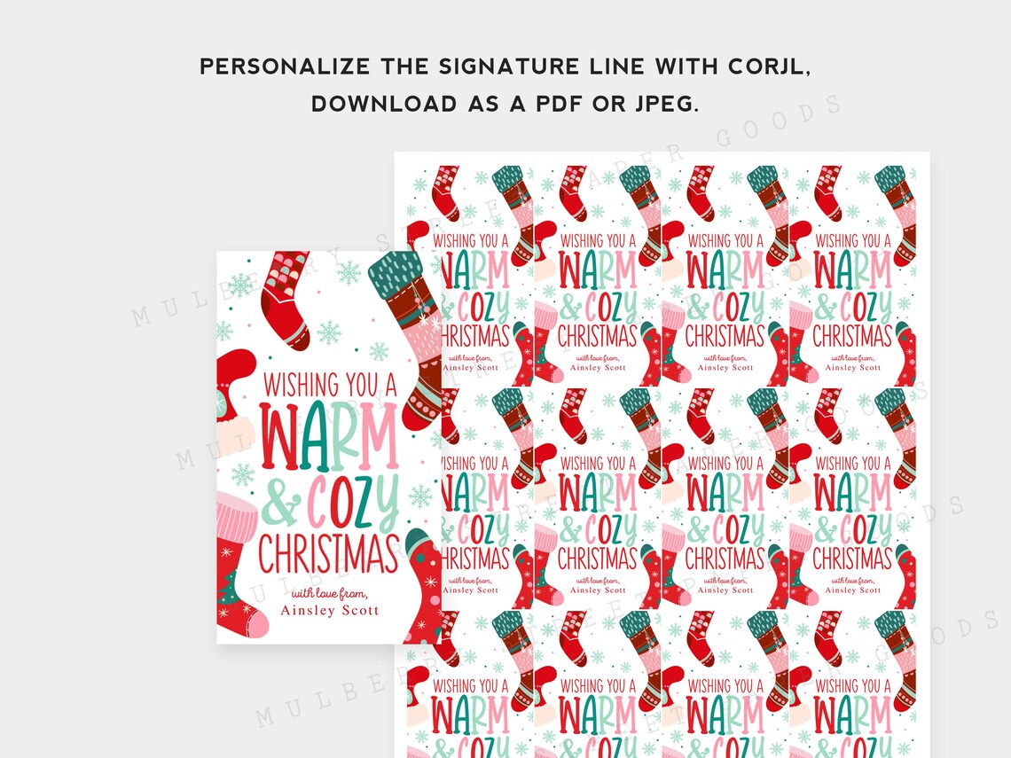 Wishing You a Warm and Cozy Christmas Gift Tag Printable, Fuzzy Socks ...