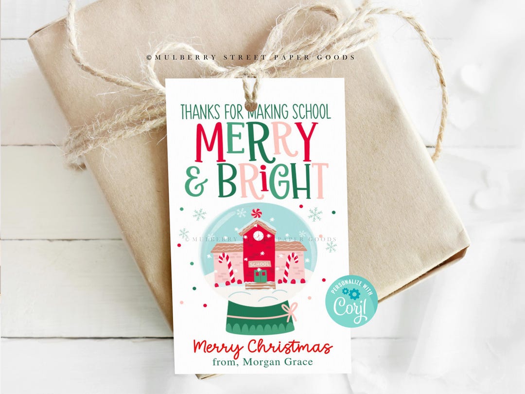 School Christmas Gift Tag Printable Thanks for Making School Merry and ...