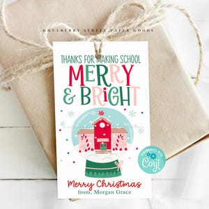 School Christmas Gift Tag Printable Thanks for Making School Merry and ...