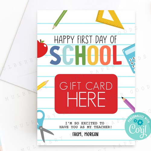 Back to School Printable Gift Card Holder School Supply Gift - Etsy