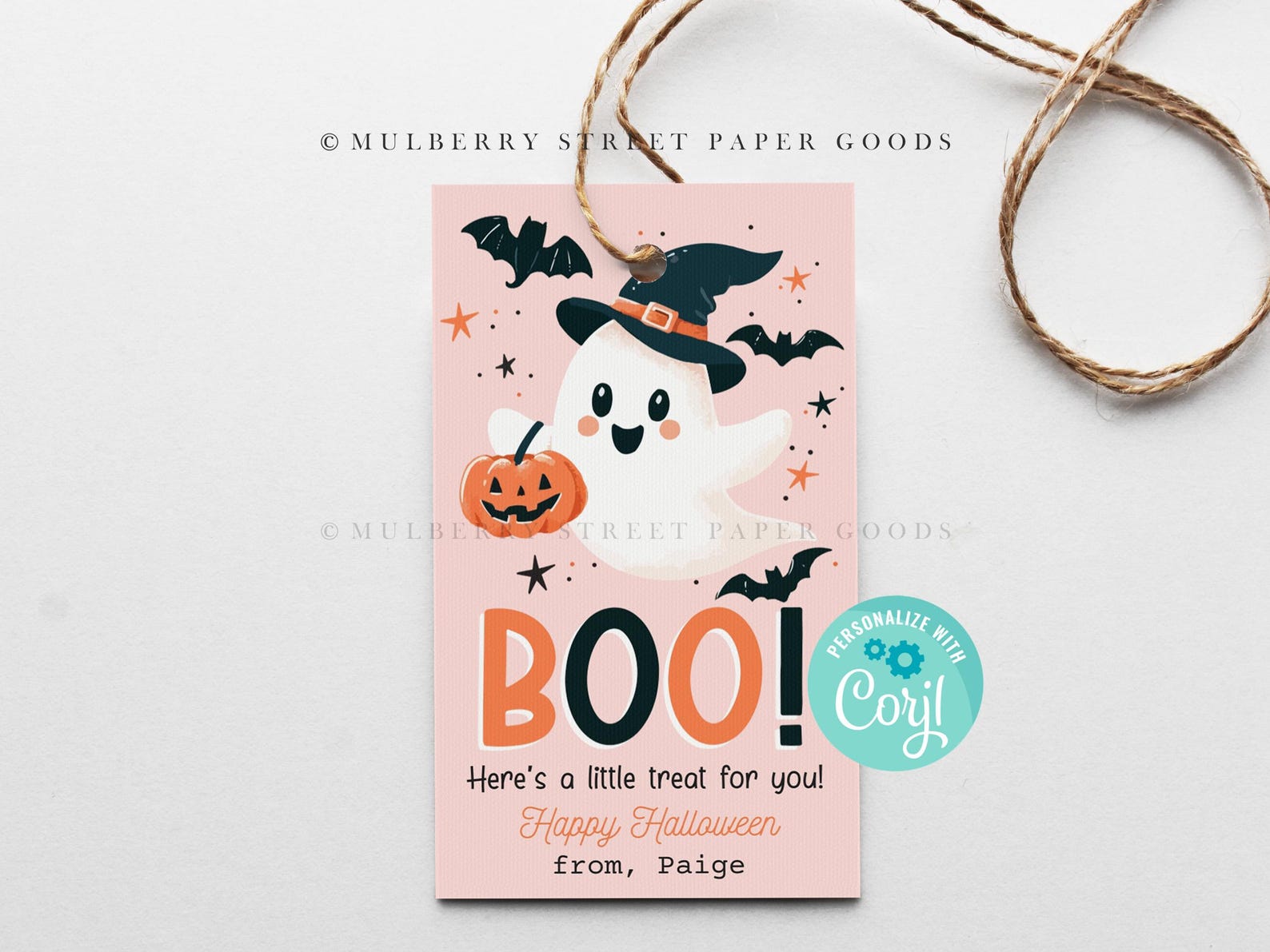 Printable Halloween Treat Tag Pink Halloween Boo Bag Tag Classroom ...