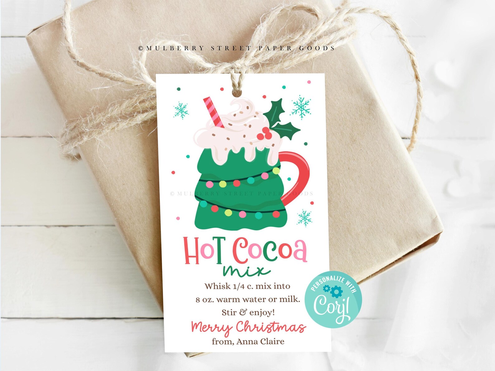 Hot Cocoa Mix Gift Tag Digital Download Christmas Printable Hot ...