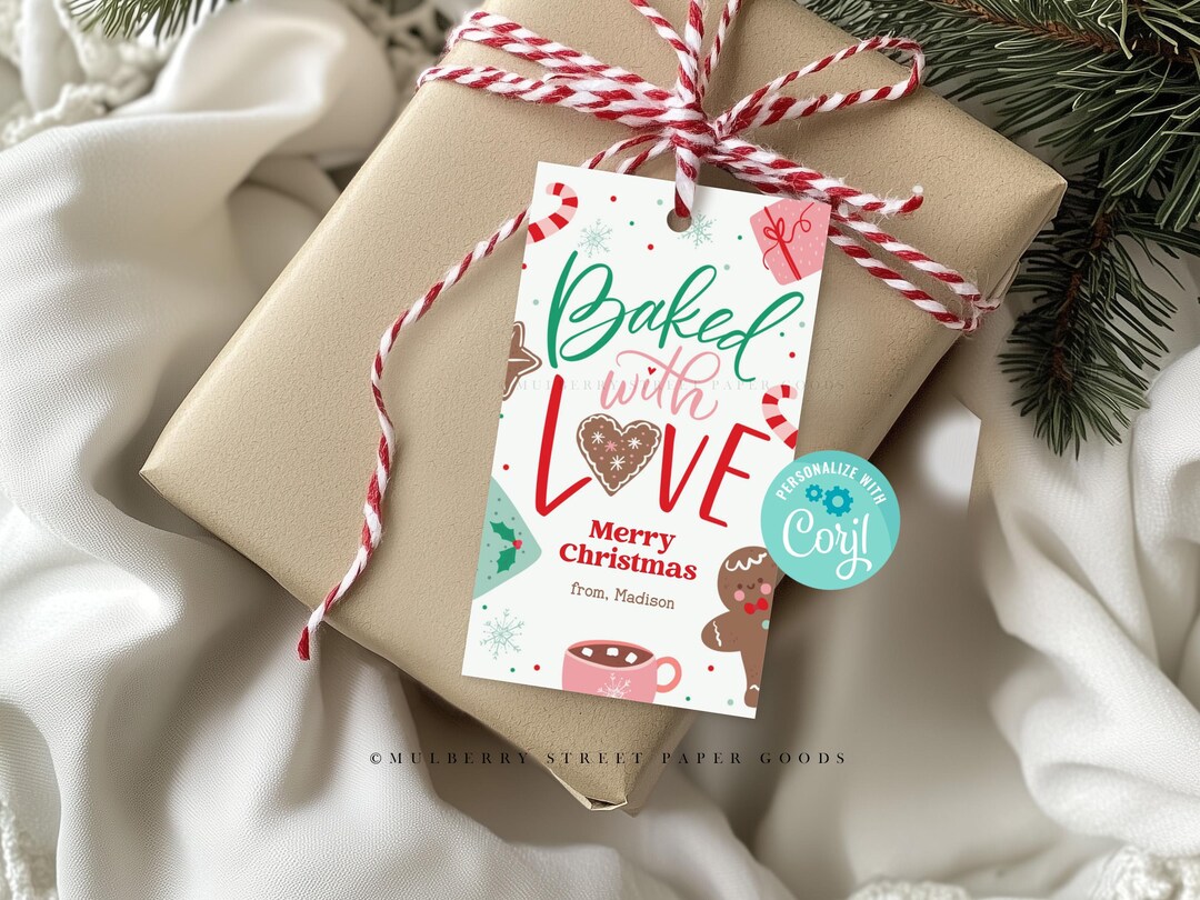 Baked With Love Gift Tag Printable Personalized Christmas Cookies Tag ...