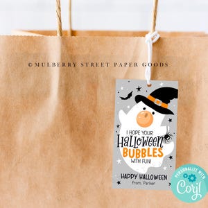 Halloween Bubble Gum Gift Tag Template Cute Ghost Halloween Party ...