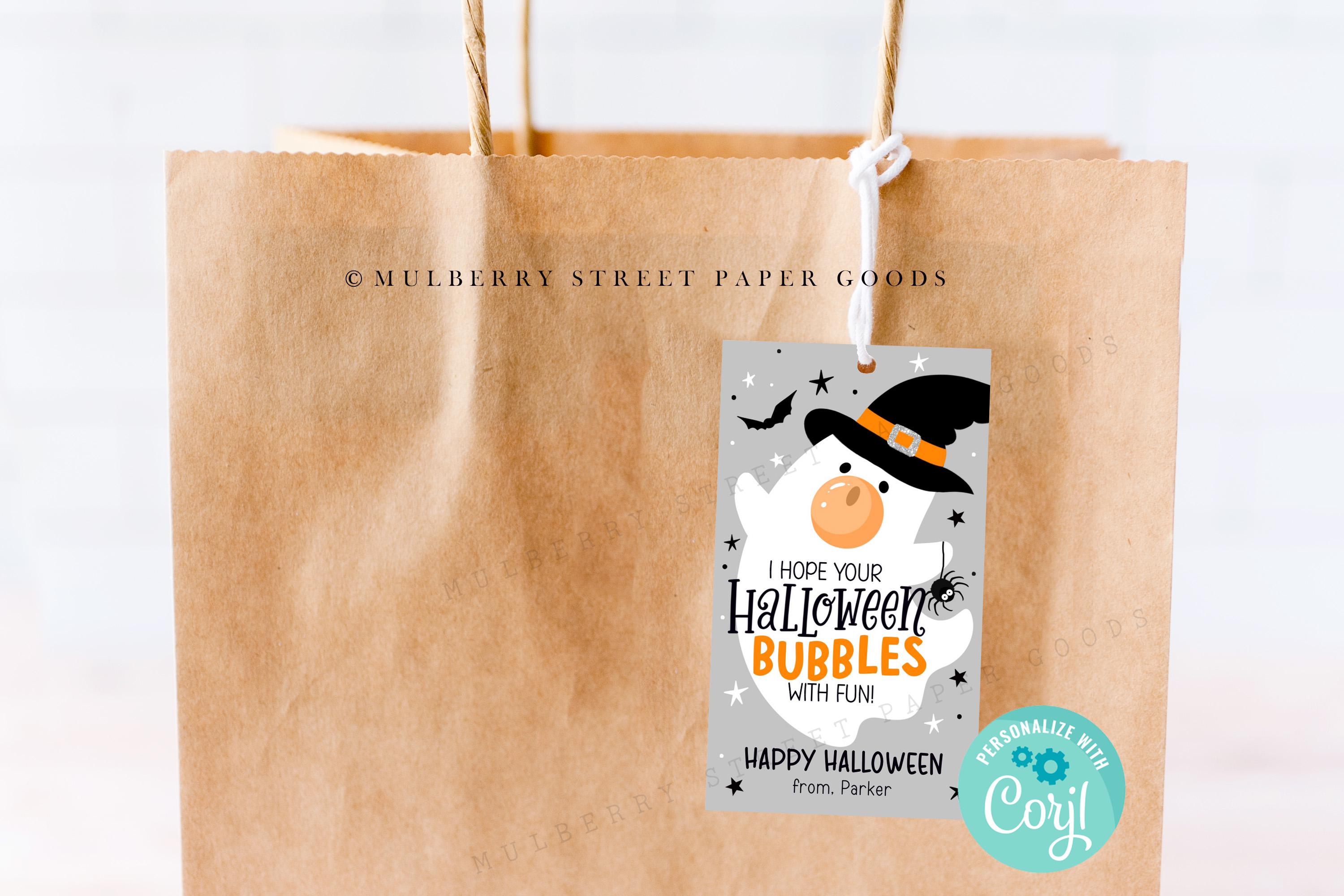 Halloween Bubble Gum Gift Tag Template Cute Ghost Halloween Party ...