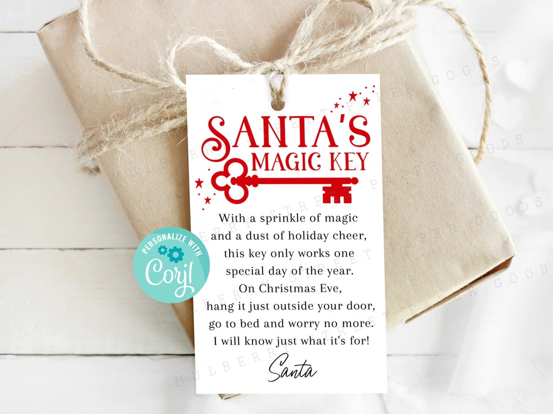 Printable Santa's Magic Key Tag, Christmas Tradition Santa's Magical ...