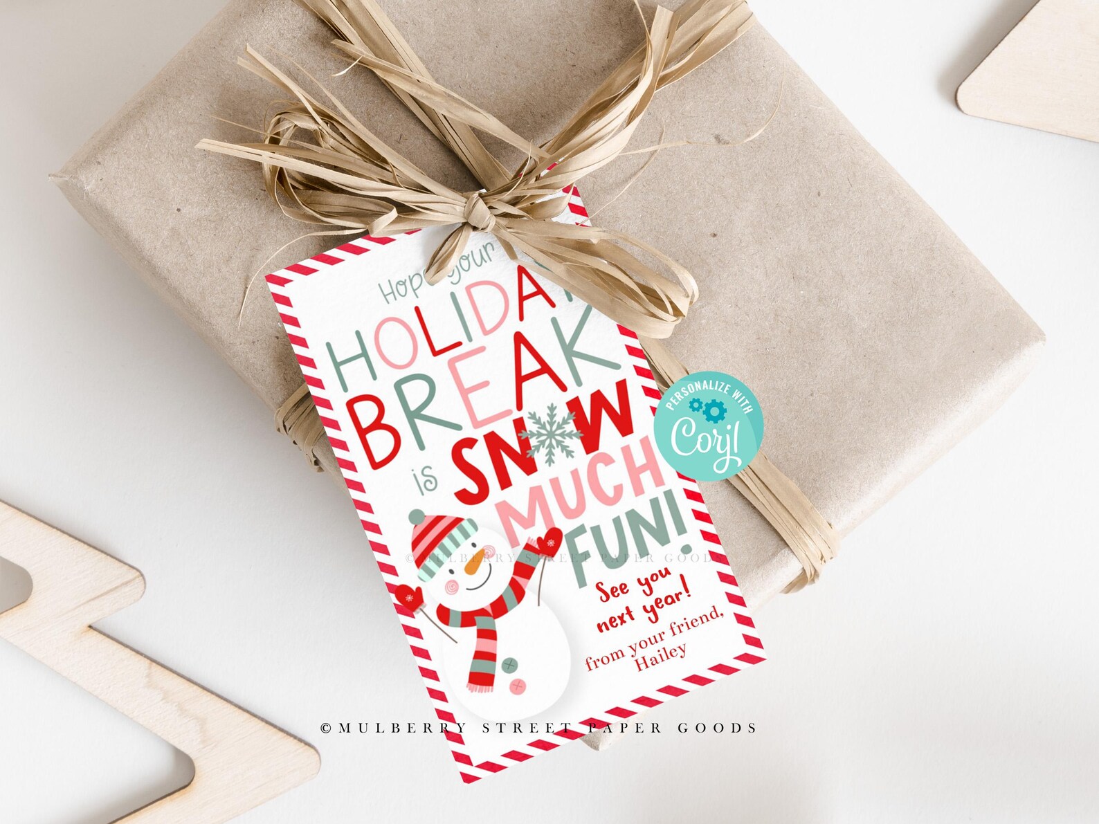 School Holiday Break Gift Tag Printable Digital Download Classroom ...