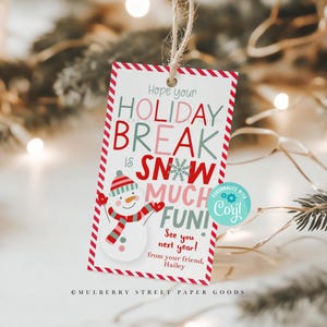 School Holiday Break Gift Tag Printable Digital Download Classroom ...