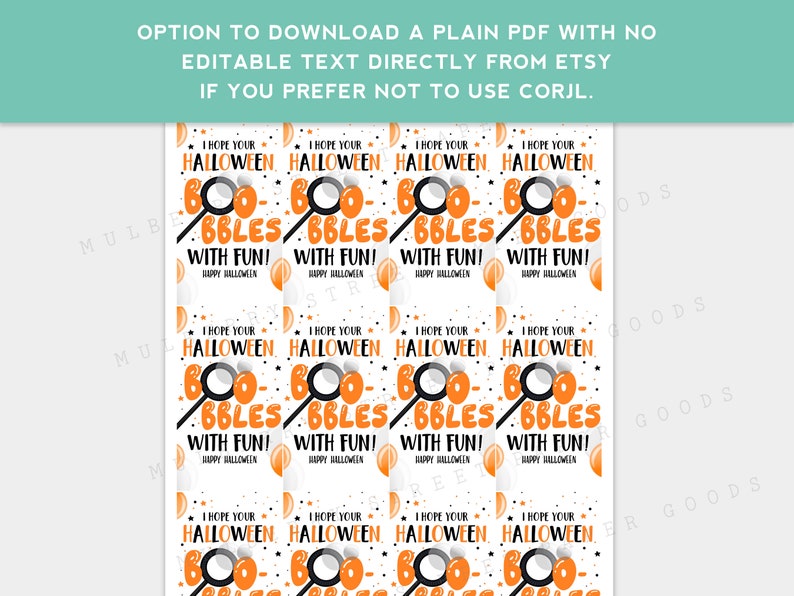 Printable Halloween Bubbles Gift Tag, Boo-bbles of Fun Halloween Party ...