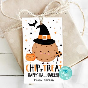 Printable Chip or Treat Halloween Cookie Gift Tag, Halloween Party Gift ...