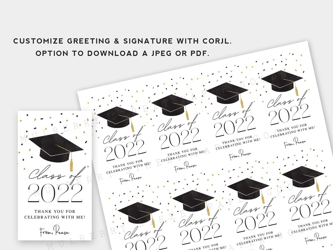 Printable Graduation Cap Class of 2022 Gift Tag Instant | Etsy
