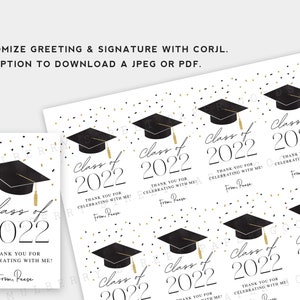 Printable Graduation Cap Class of 2022 Gift Tag Instant | Etsy