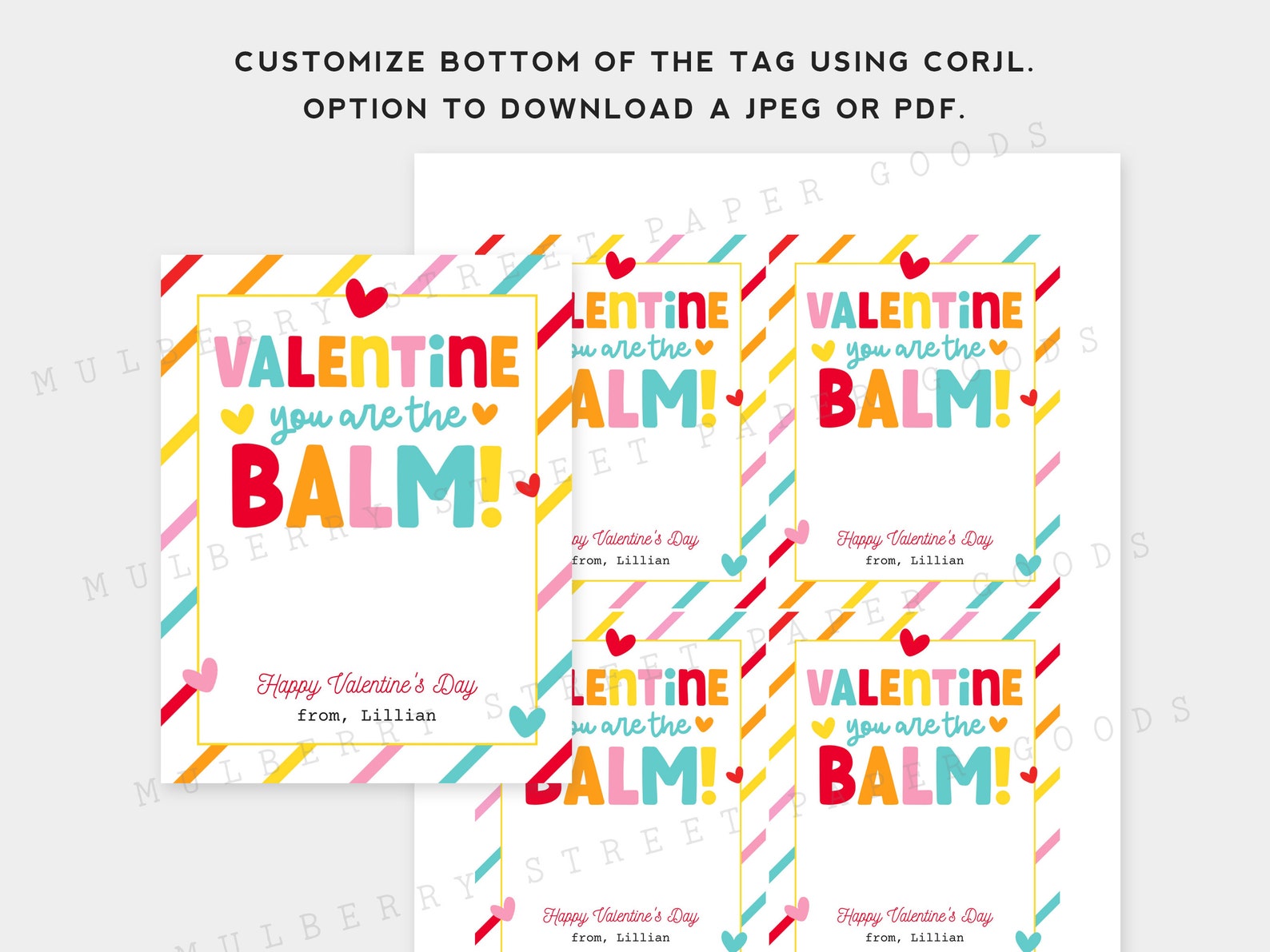 Lip Balm Valentine's Day Card Printable Kids Classroom Chapstick ...
