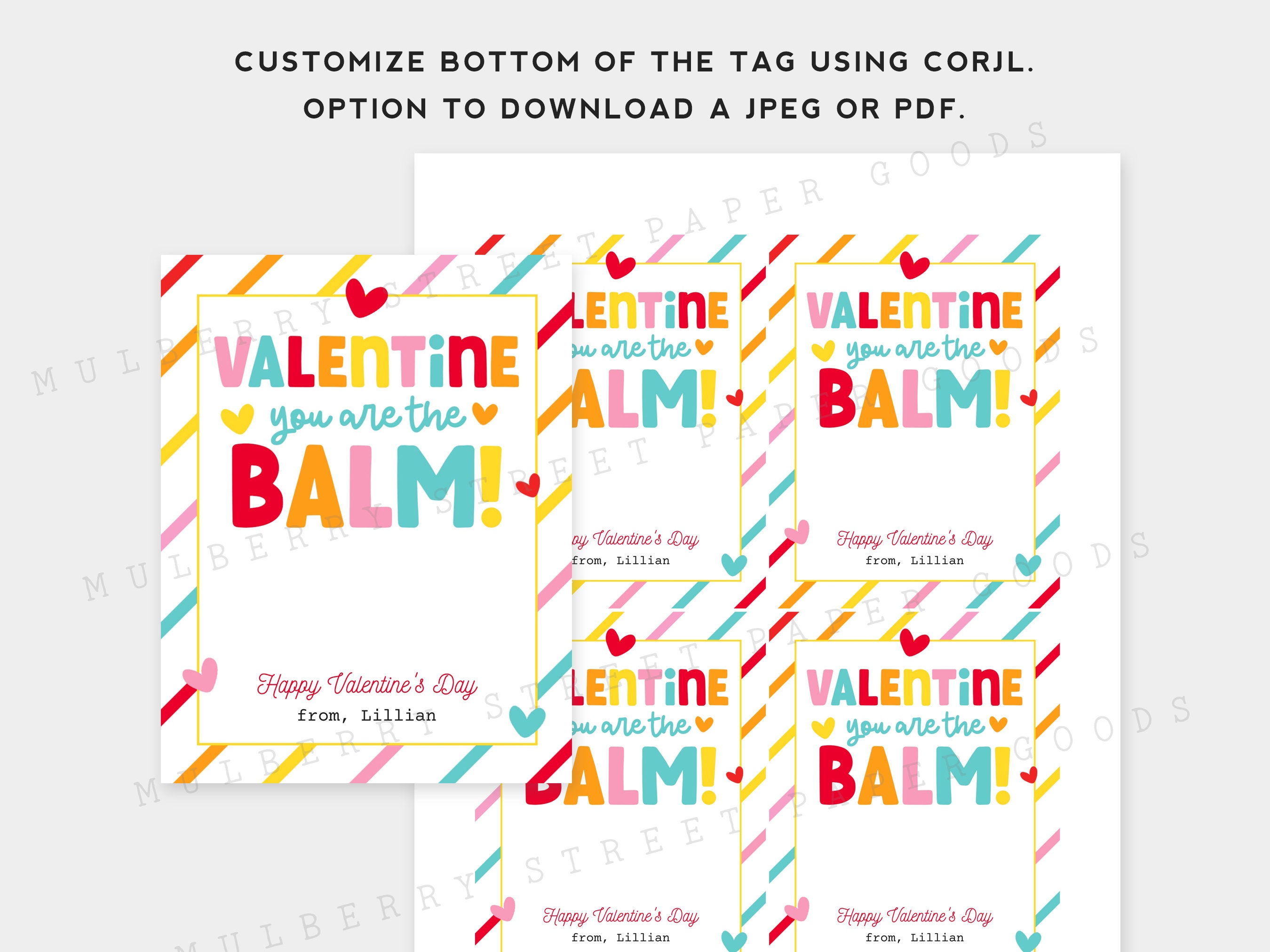 Lip Balm Valentine's Day Card Printable Kids Classroom Chapstick ...