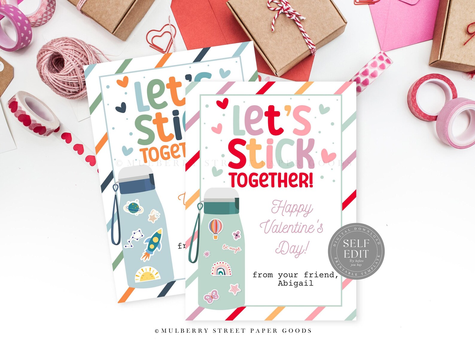 Water Bottle Sticker Valentine Card Printable Classroom Valentine Party ...