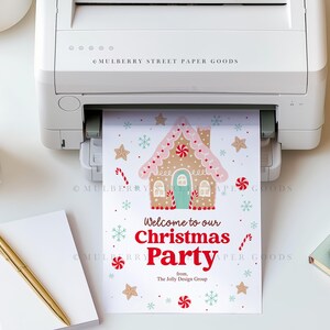 Editable Christmas Party Sign Printable Gingerbread House Decorating ...